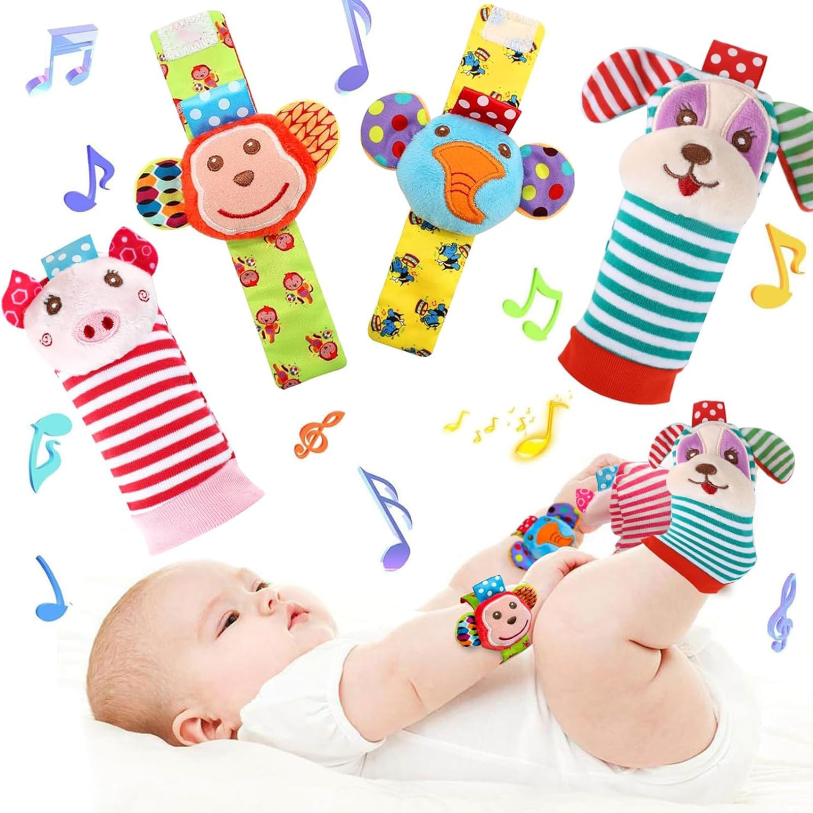 Amazon.com: Soft Wrist Rattle, Handheld Rattles and Rattle Socks, Foot ...