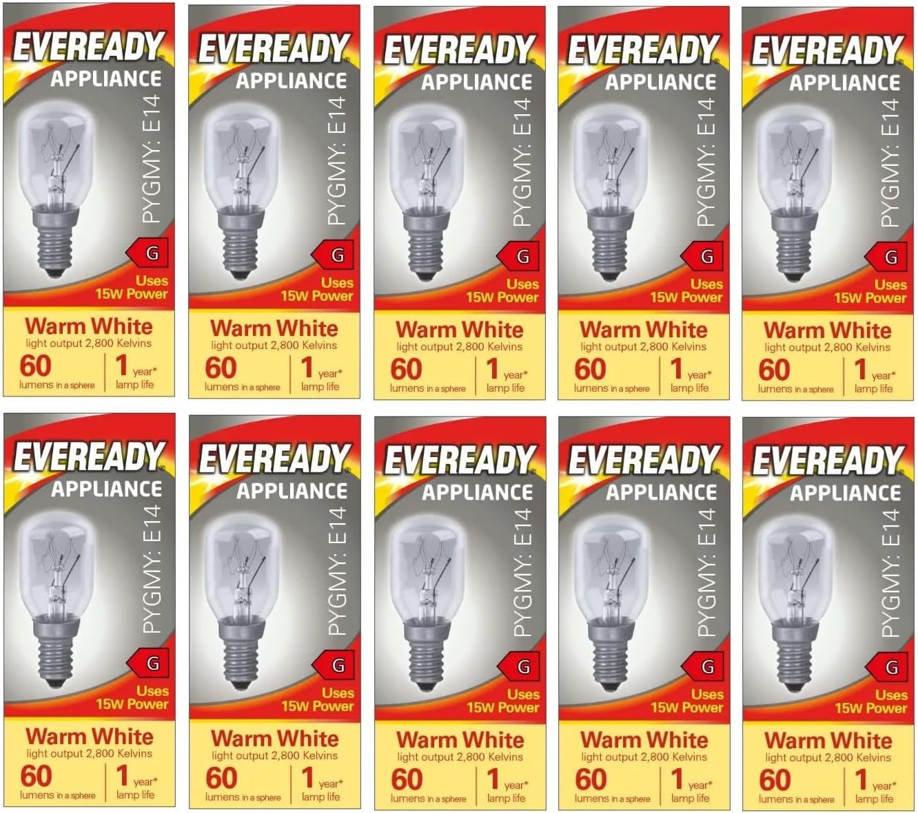 Pack of 10 Eveready LED Golf Round Light Bulb Lamp SES E14 Small Screw ...