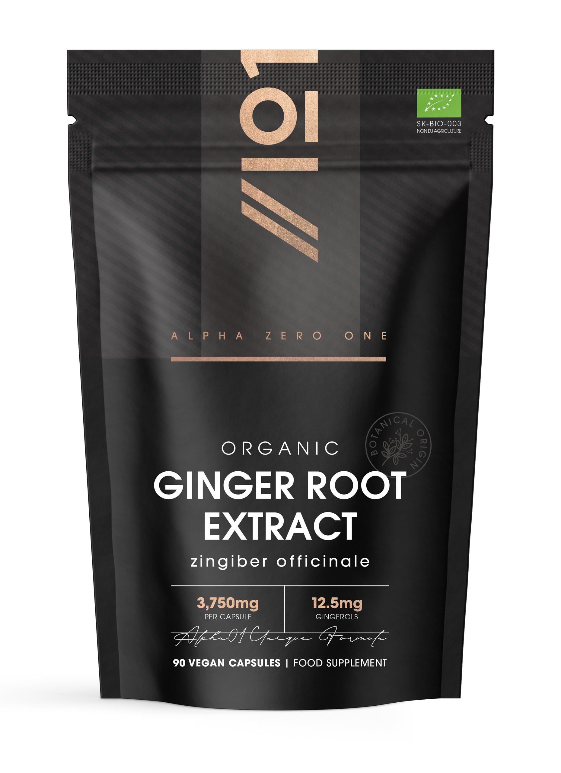 Organic Ginger Extract 3750mg – Standardised 5% Gingerols (12.5mg) - 90 ...