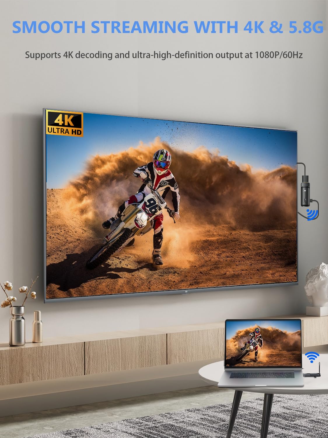 Snapklik.com : Wireless HDMI Transmitter And Receiver 4K, Foldable Antenna, 58G & 24G Wireless ...