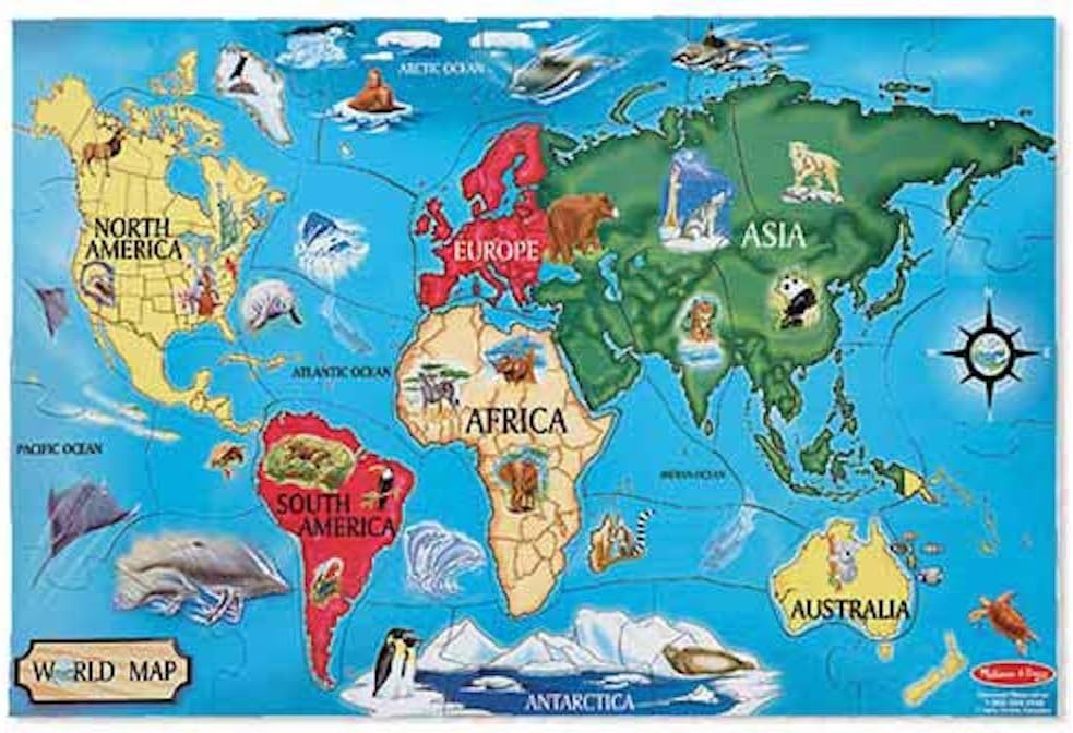 Amazon.com: Large Wooden World Map 33-piece Puzzle : Toys & Games