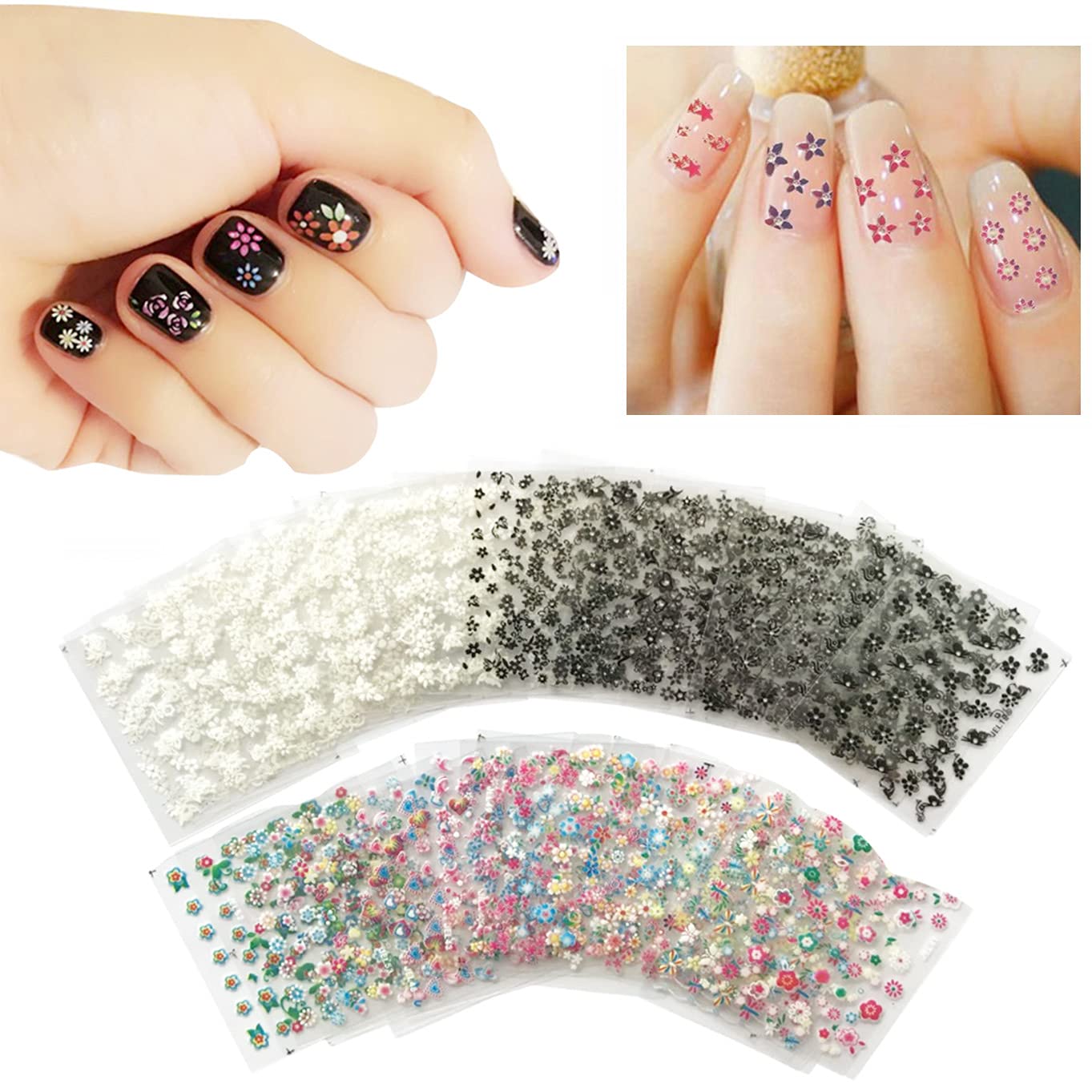 50 x Nail Art Stickers Assorted Self Adhesive, Beauties Factory Flowers ...