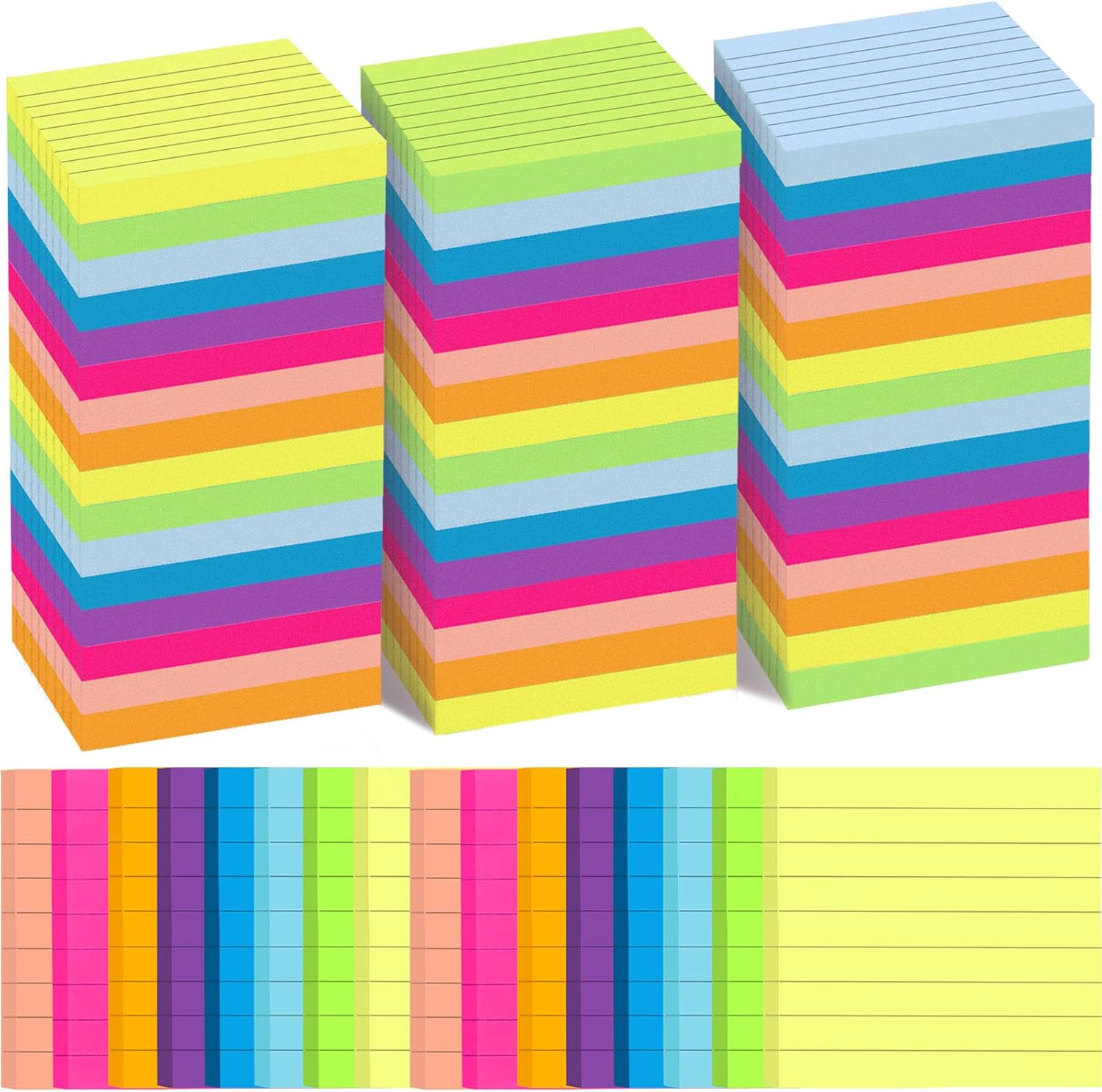 Amazon.com : 48 Pack 3840 Sheets Lined Sticky Notes 3X3 in Ruled Self ...