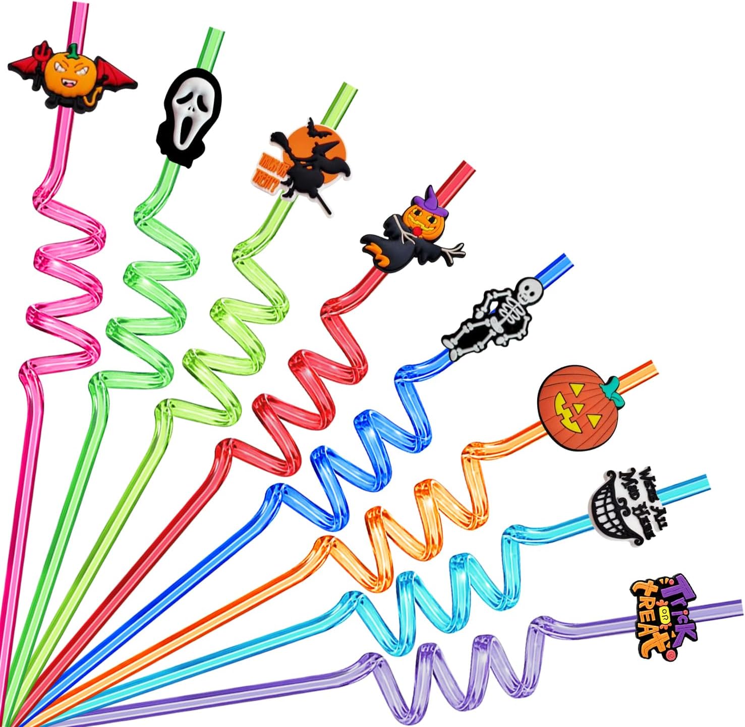 Amazon.com: Ynaize Halloween Decoration Party Straw, 8PCS Reusable ...