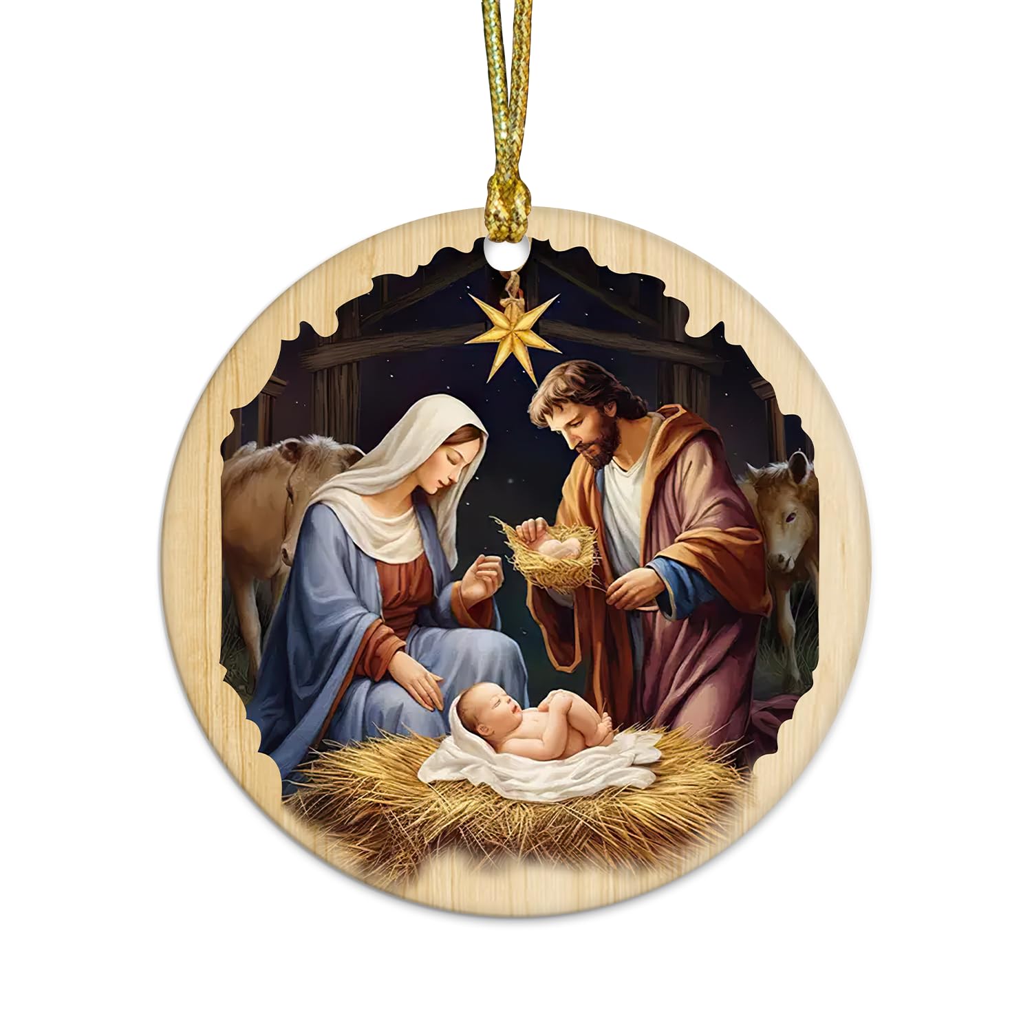 Amazon.com: Christmas Nativity Scene Ornaments - Religious Christmas ...
