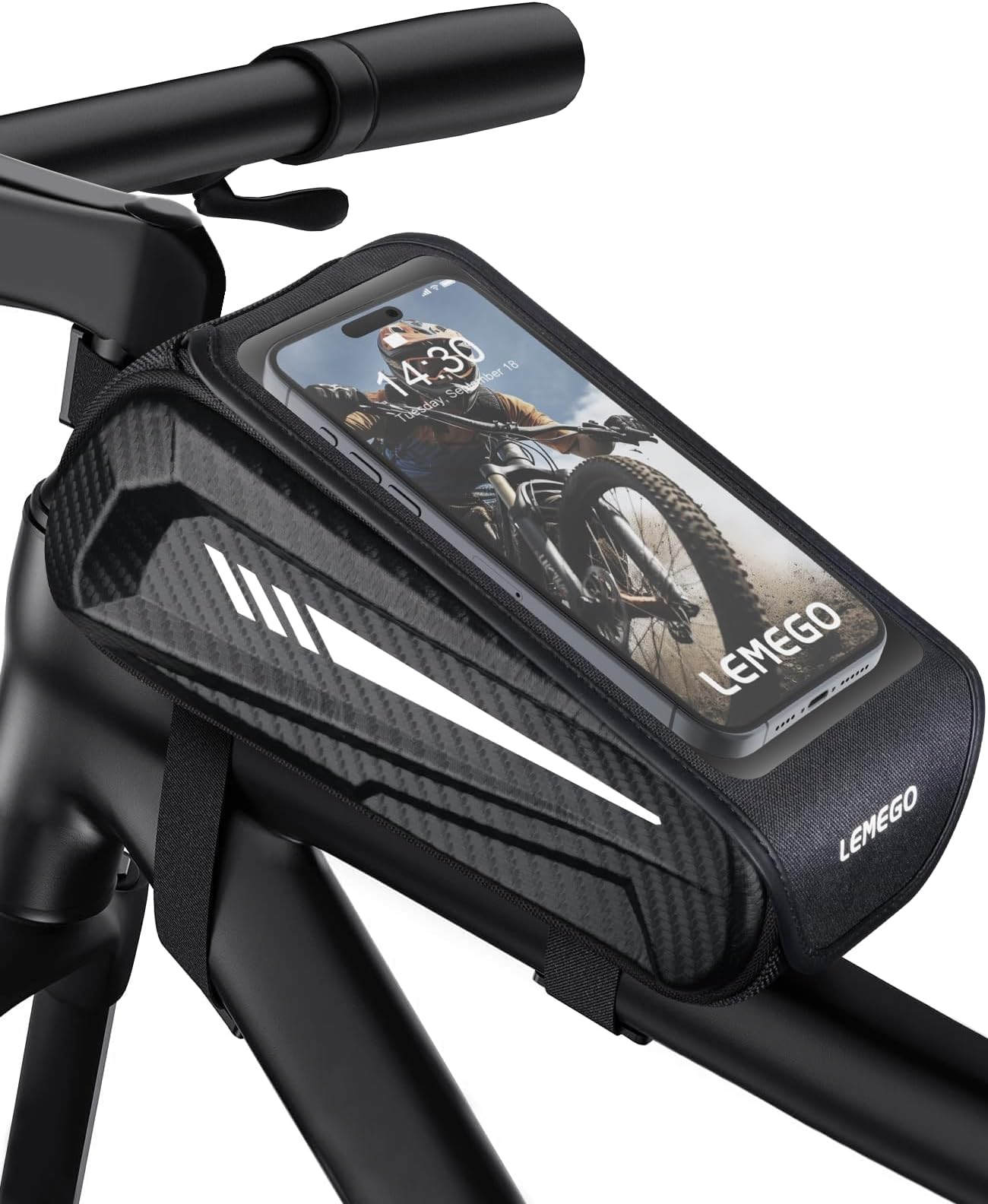 Amazon.com: LEMEGO Bike Front Frame Bag EVA Waterproof Bike Phone ...