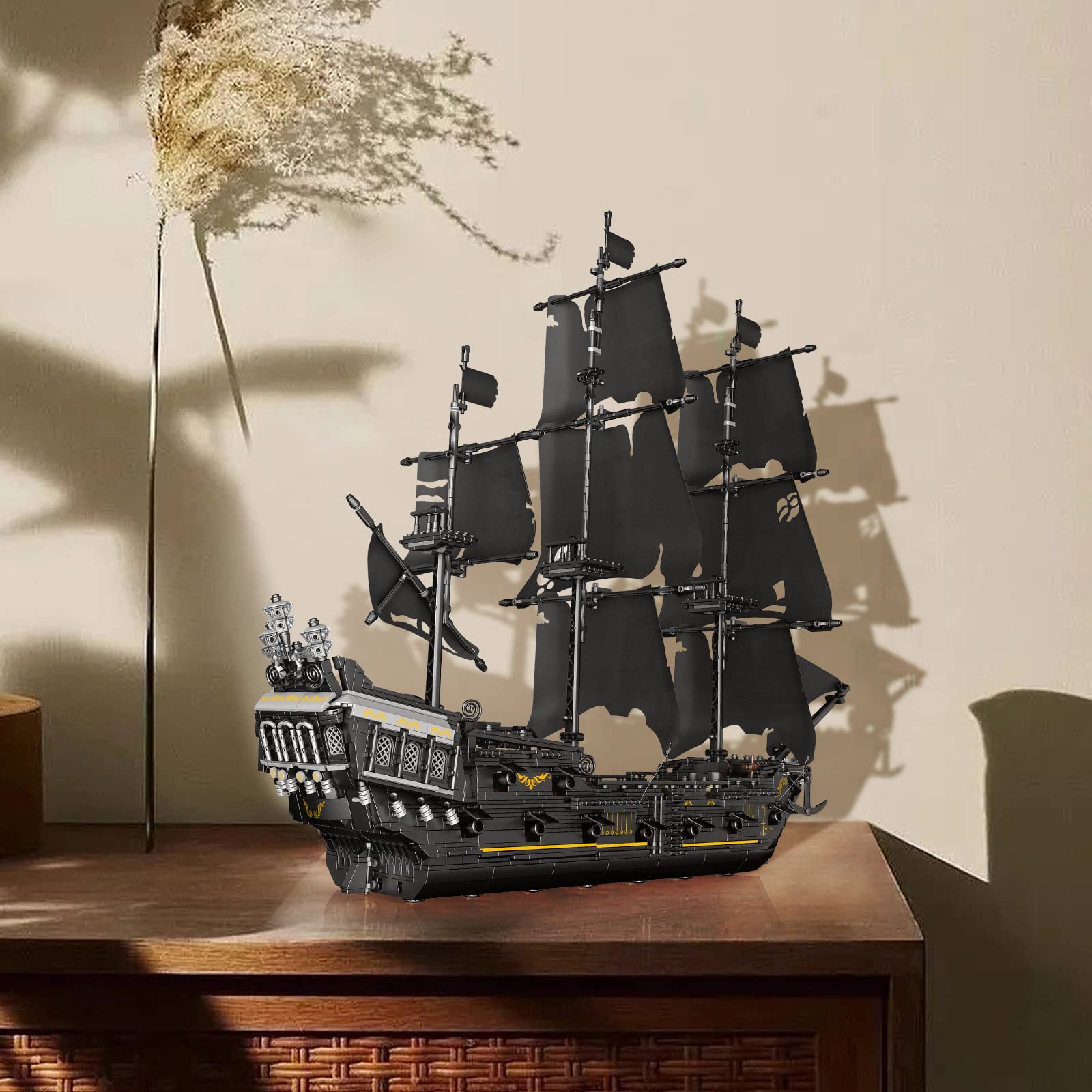 Mould King 13111 Pirates Ship Model Building Blocks Kits, MOC Black ...