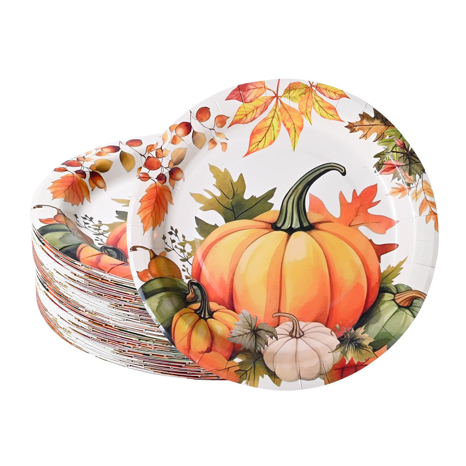 Amazon.com: Fall Pumpkin Paper Plates Fall Party Supplies Watercolor ...