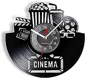 Amazon.co.jp: Wall Clock Theater Vinyl Record Filmmaker Cinema Room ...
