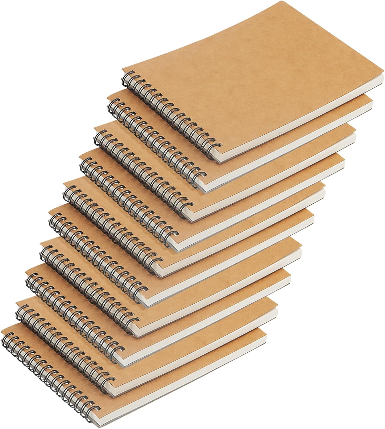 LEXININ 10 PCS A5 Spiral Bound Sketchbooks, 30 Sheets/60 Pages Kraft A5 Landscape Sketch Pad, A5 ...