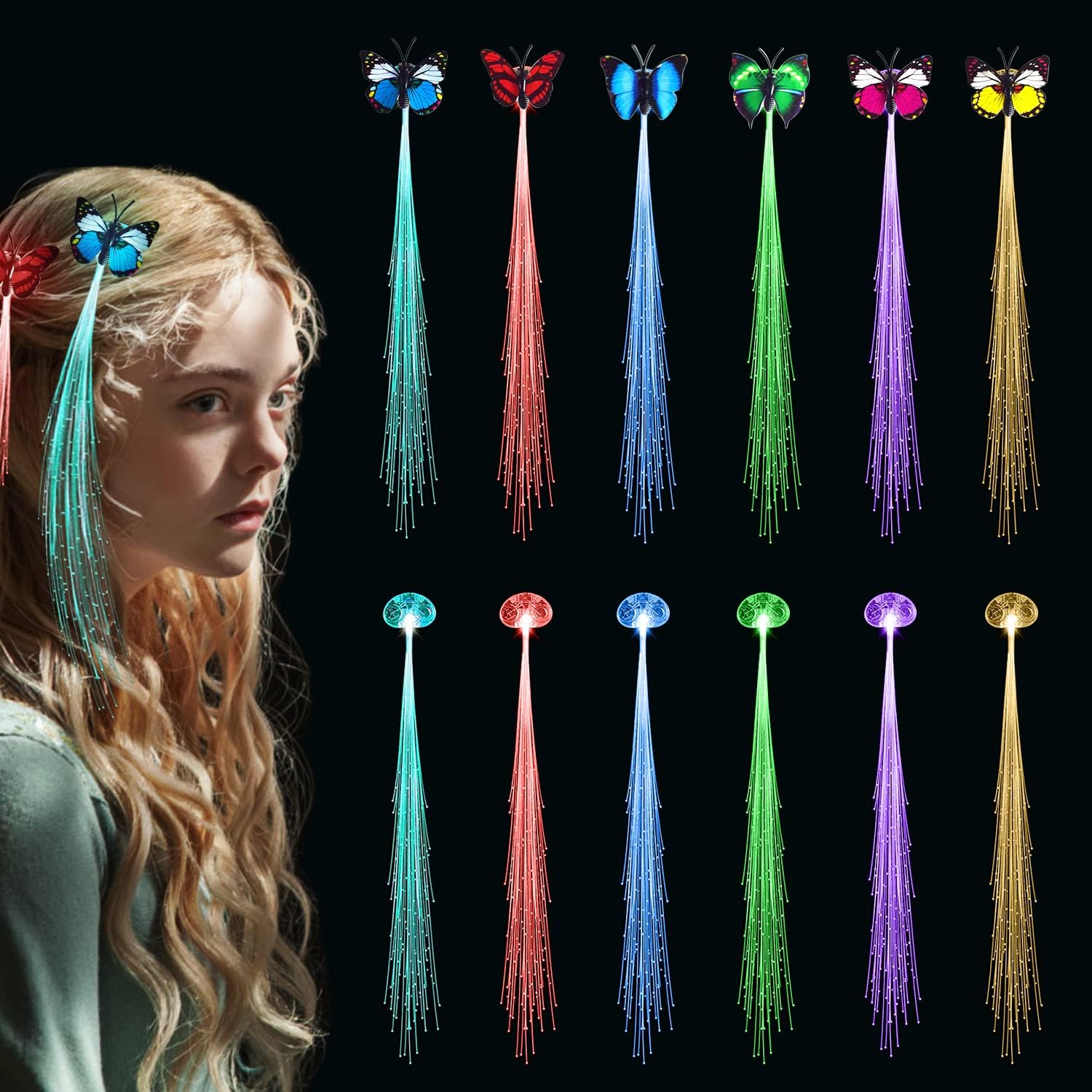 LED Hair Light Clip 12PCS,URSMART 6PCS LED Lights Hair and 6PCS ...