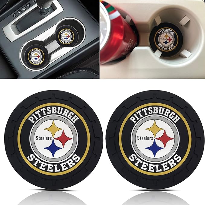 Amazon.com: 2pcs 2.75inch of Steelers Car Cup Holder Coasters Interior ...