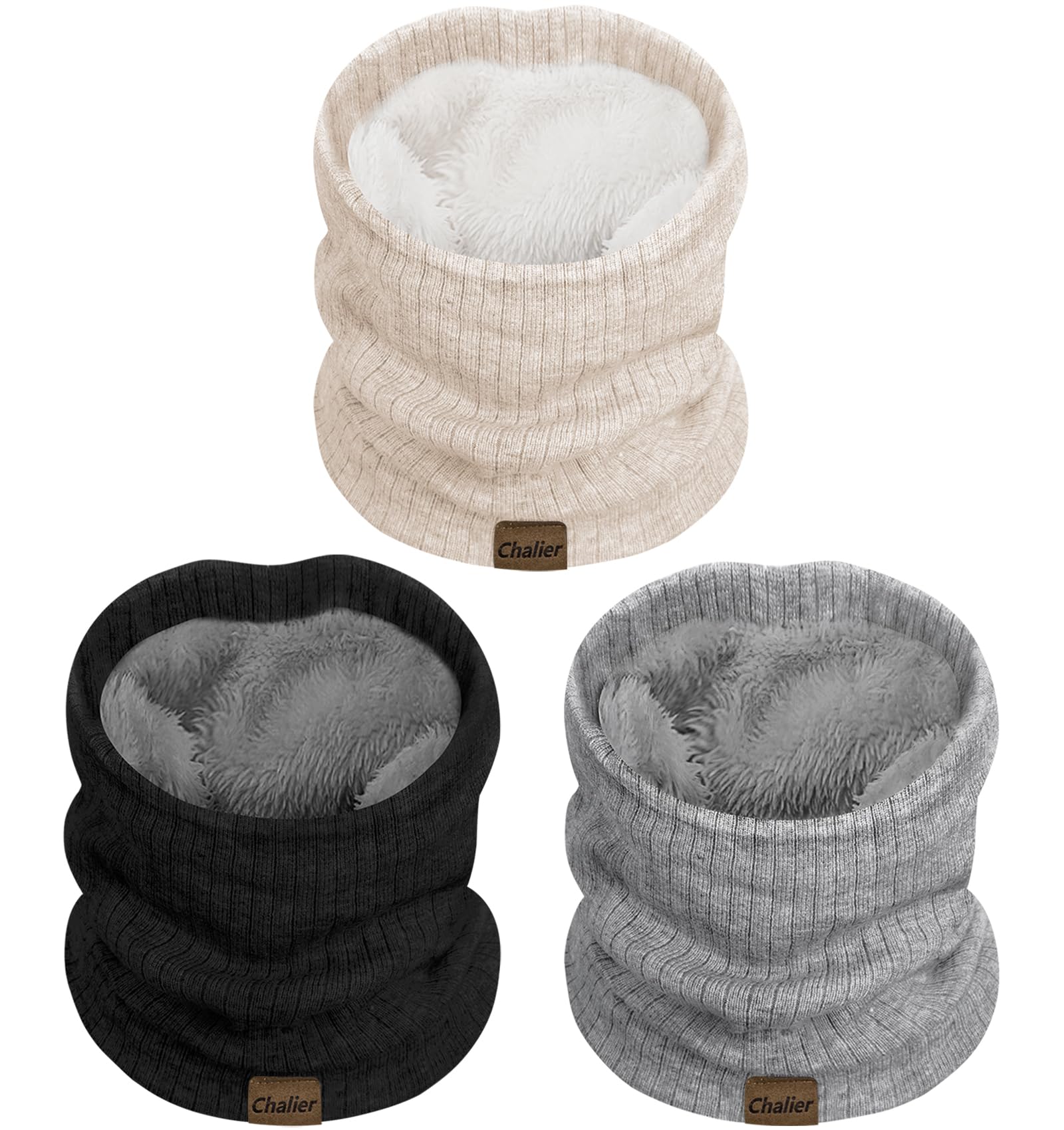 3 Pack Winter Neck Gaiters for Women Cold Weather Knit Neck Warmer ...