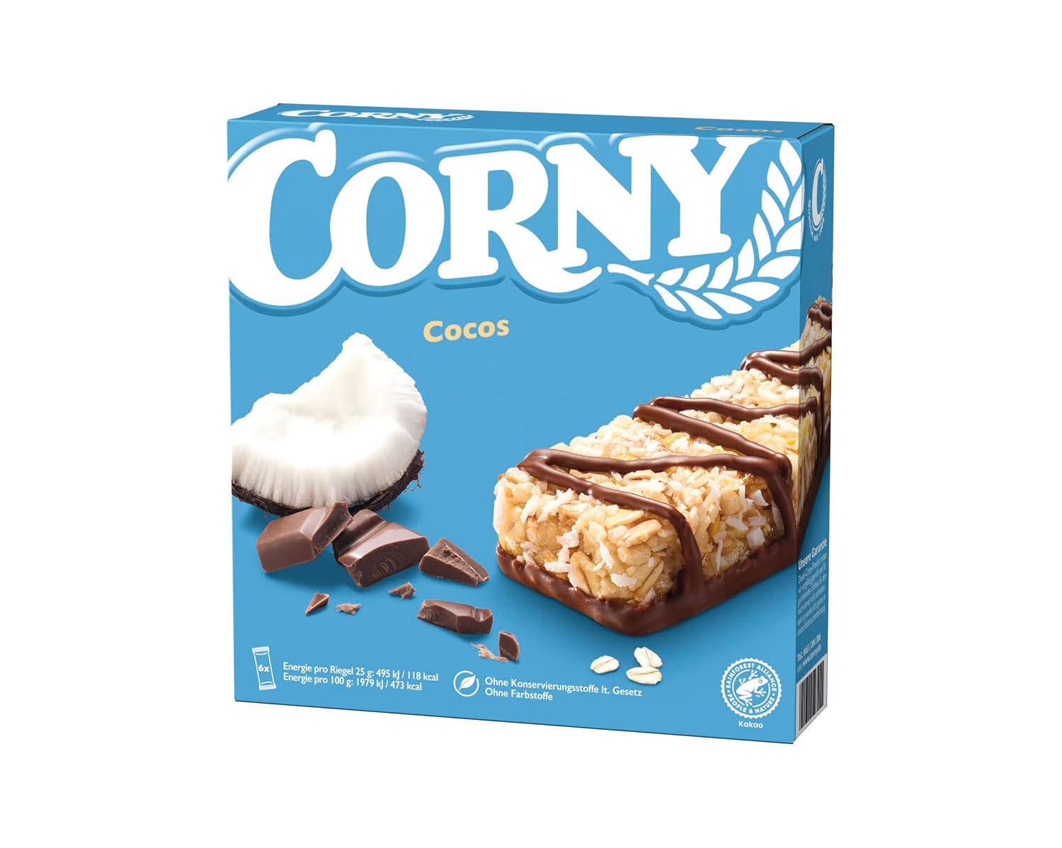 Corny Classic Cocos, Müsliriegel mit Cocos und Schokolade, 6 x 25g ...