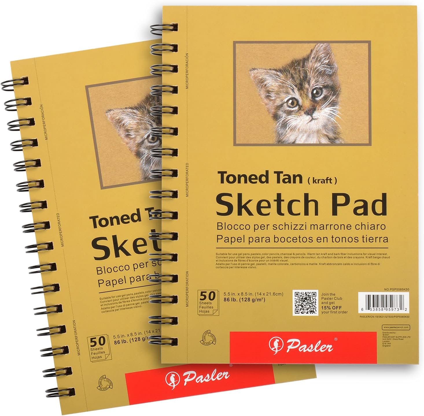 Pasler® 5.5X8.5″ Toned tan Sketch Pad, 2 Pack,100 Sheets (86lb./128gsm ...