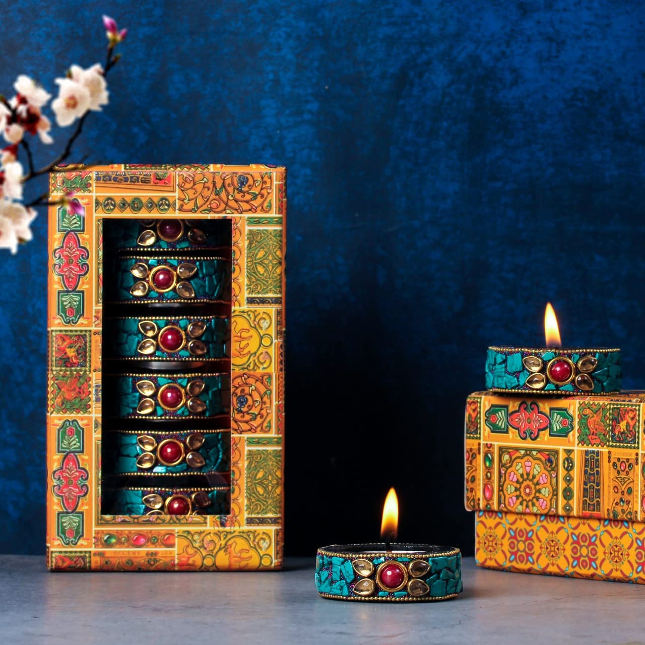 Buy Profound Craft Stone Work Candle for Home Décor Set of 6 ...