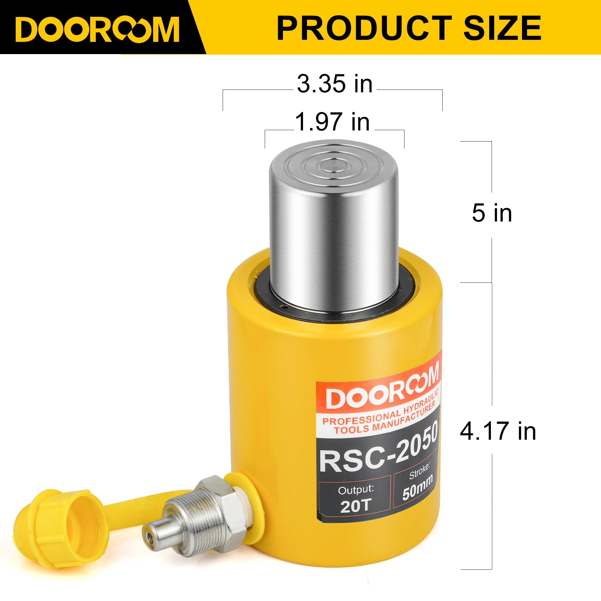 DOOROOM 20 Ton Hydraulic Cylinder Jack,2” Stroke Hydraulic Ram Jack ...