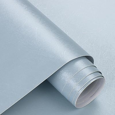 HeloHo 394"X15.7" Solid Light Blue Wallpaper Matte Textured Wallpaper ...