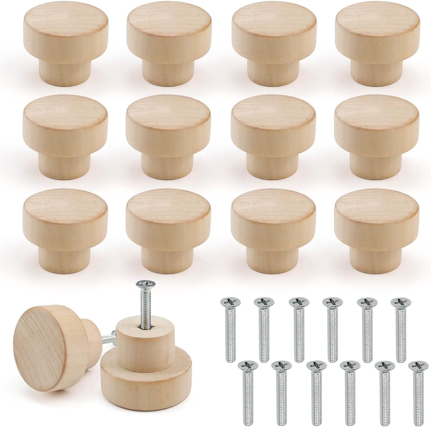 suchkawe 50mm Wooden Drawer Knobs 10 Pcs, Round Wood Door Handles ...
