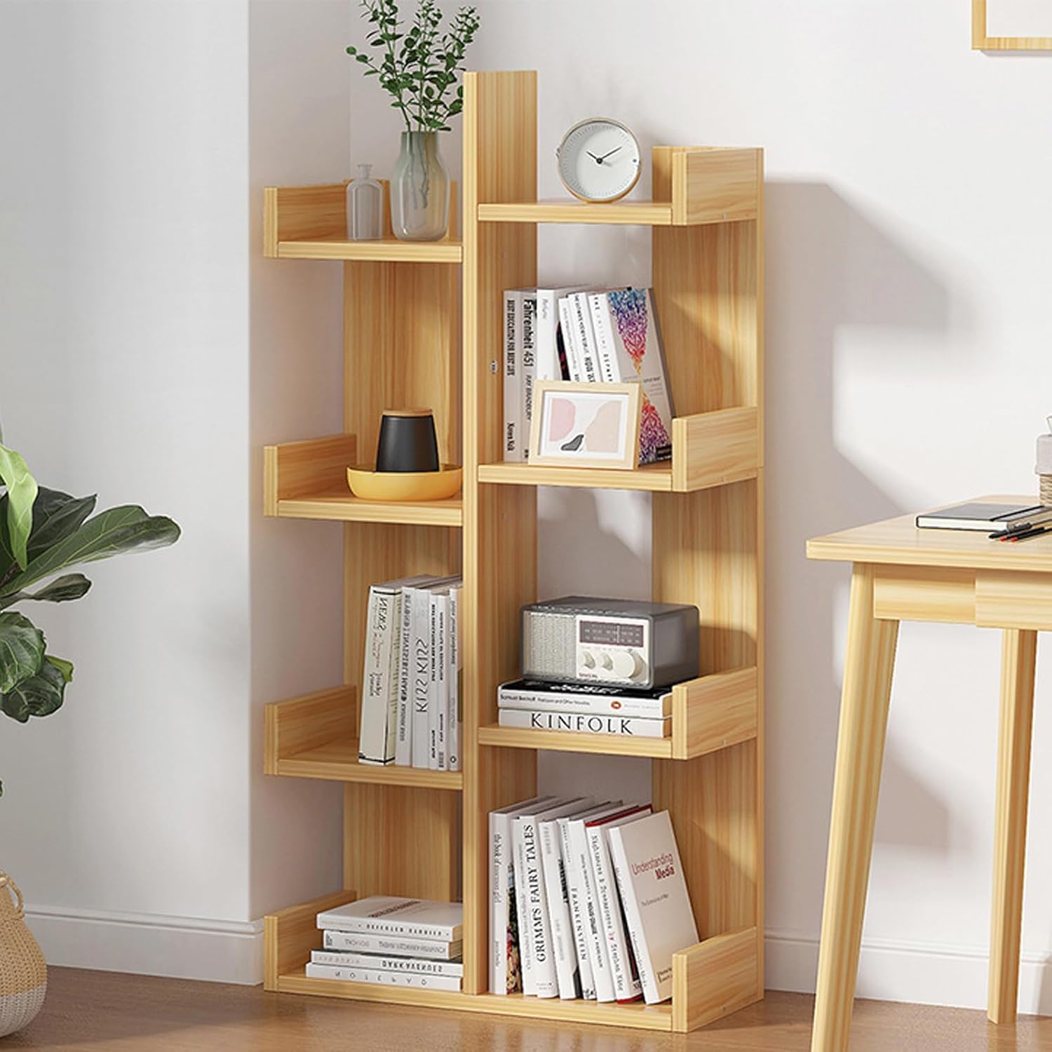Uandhome 5-Tier Bookshelf,10 Open Wood Bookcase,Modern Floor Standing ...