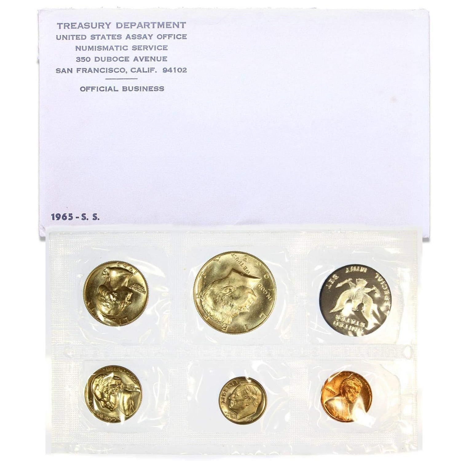 1965 SMS Special Mint Set 5 Coins Seller OGP Brilliant Uncirculated at ...