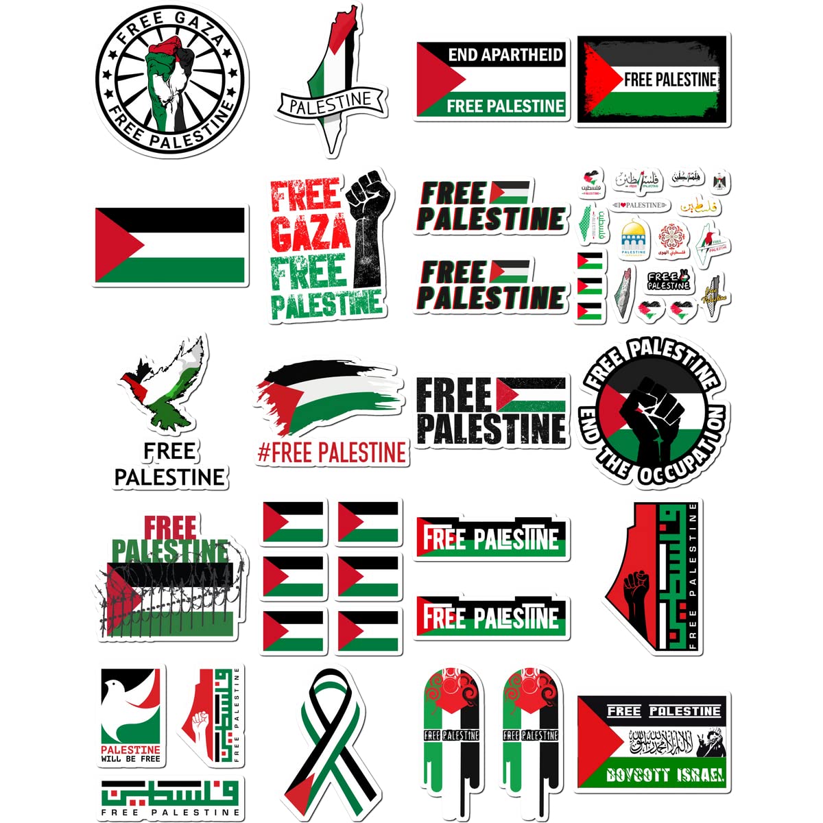Amazon.com: Stickers 20 Pcs Per Pack Palestine Colorful Waterproof ...