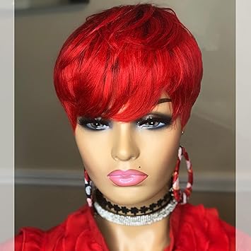 Amazon.com : PangDongLai Pixie Cut Wigs for Black Women 1b/red Color ...