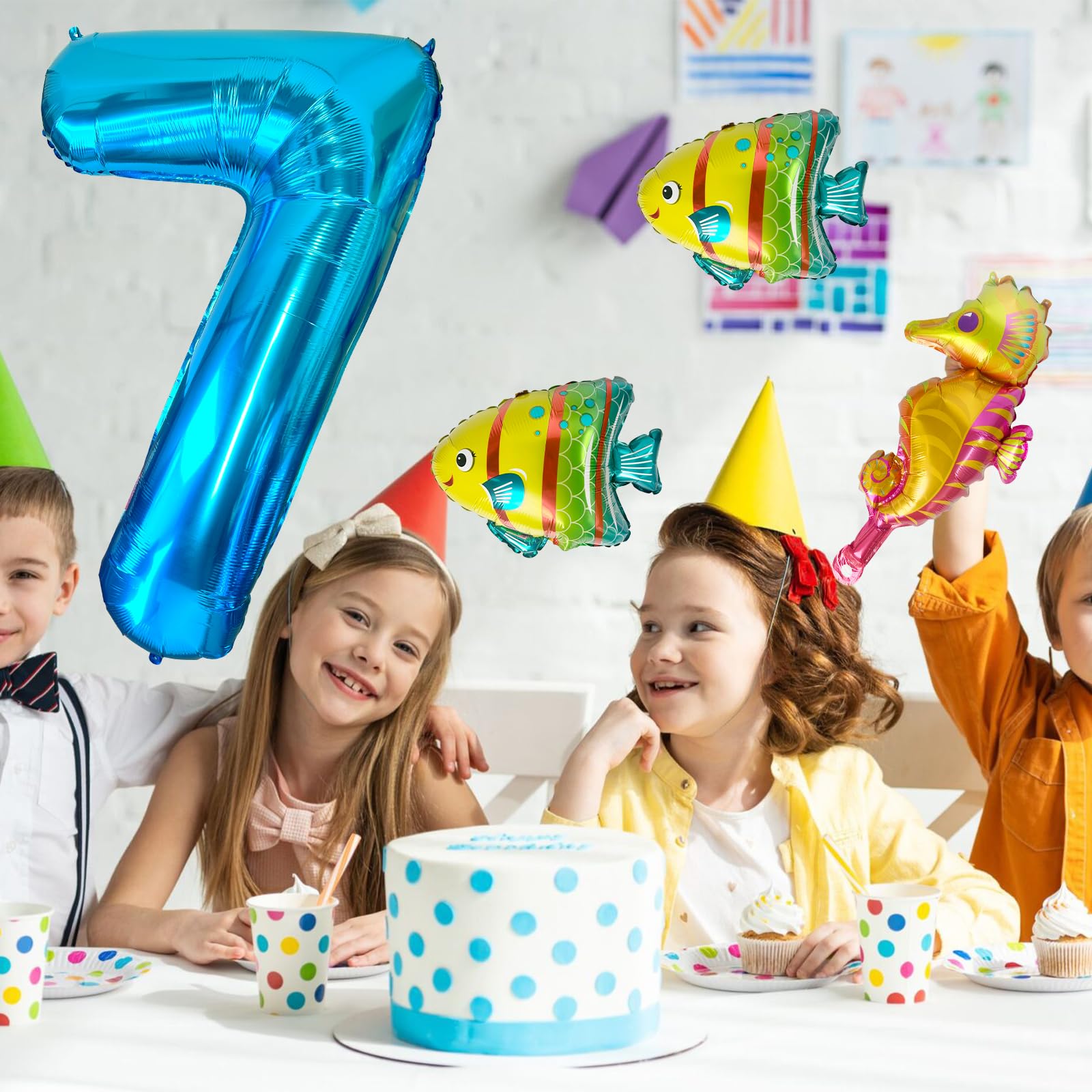 Snapklik.com : 40 Inch Under The Sea Blue Number 7 Balloon, Mini Ocean ...
