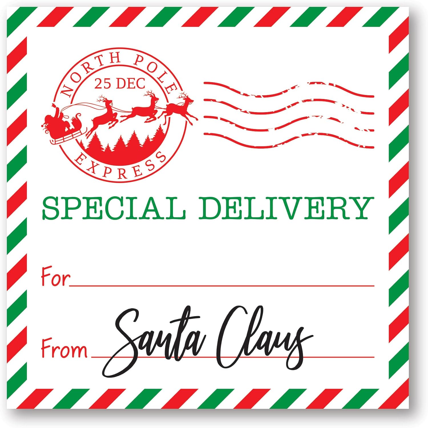 Amazon.com: 2.5"" Square North Pole Express Special Delivery from Santa ...