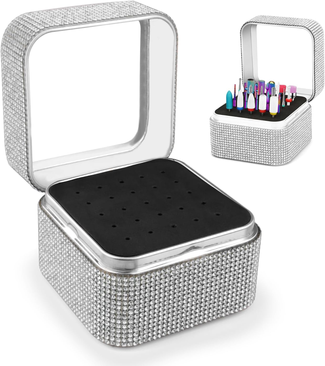 Amazon.com: Cellentool Nail Drill Bits Holder Rhinestone Case Box- 25 ...