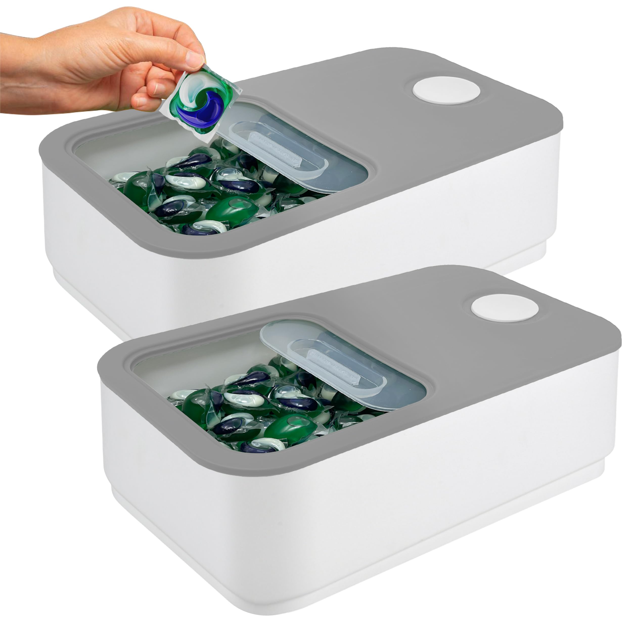 Amazon.com: Skywin-2 Pack Laundry Pods Container with Slide Lid (Grey ...