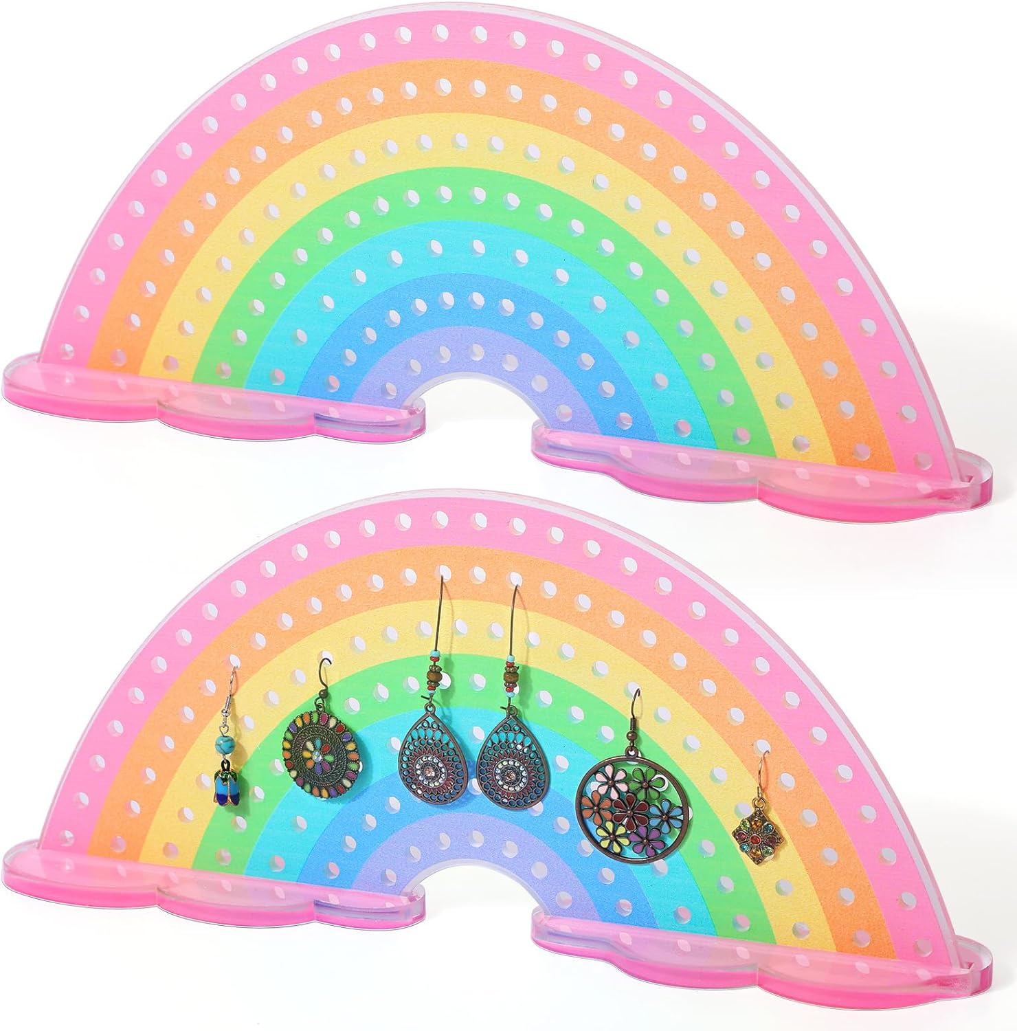 Amazon.com: Barydat 2 Pcs Rainbow Earrings Holder Organizer 276 Holes ...