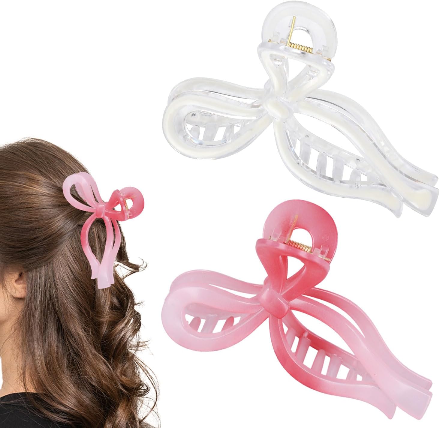 2pcs Bows Claw Clips, Elegant Clips Coquette Bows Women's Bow Hair Clip ...