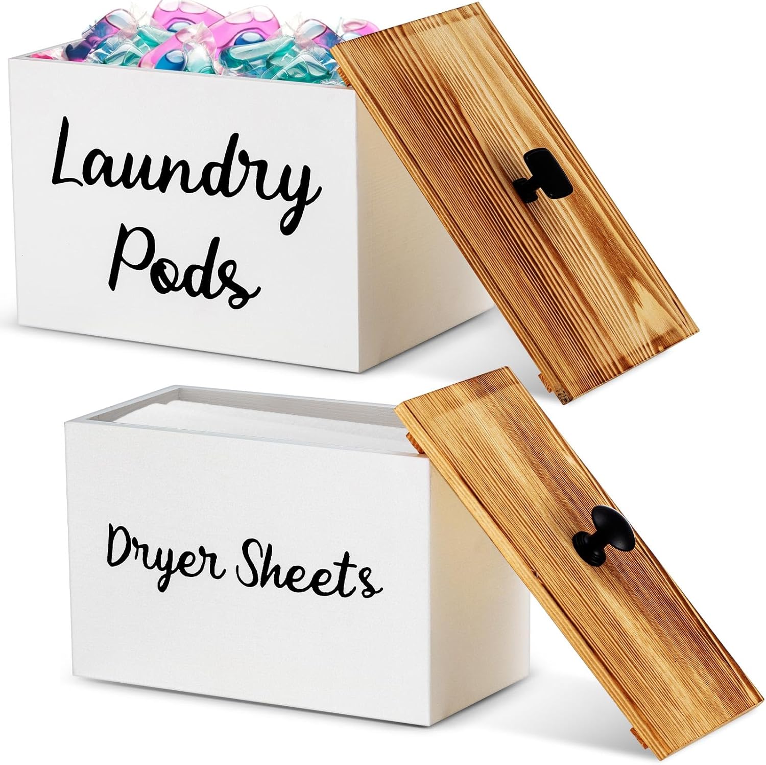 Amazon.com: Dandat 2 Pcs Wood Laundry Dryer Sheet Holder Rustic Laundry ...