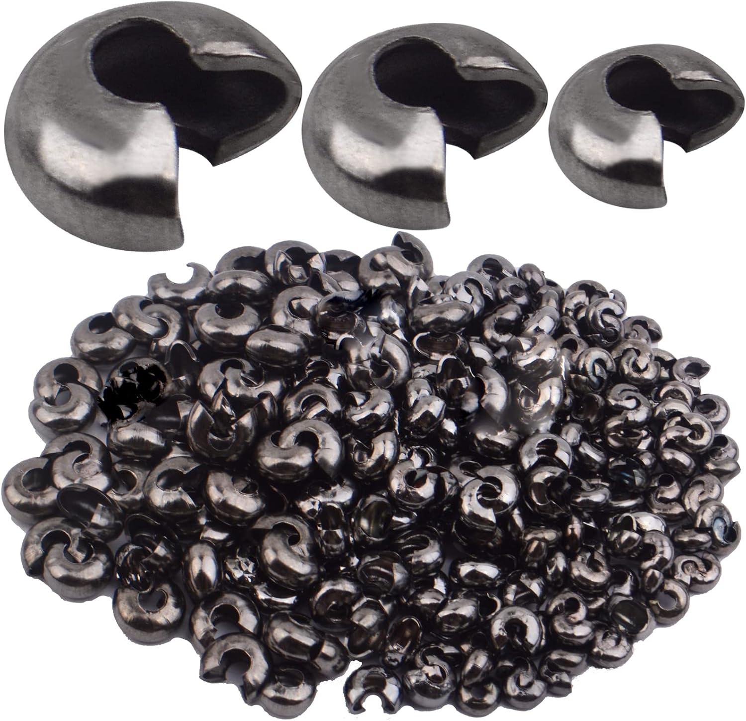 Amazon.com: Aylifu 600 Pieces 4mm/5mm/7mm Open Crimp Beads Covers Half ...