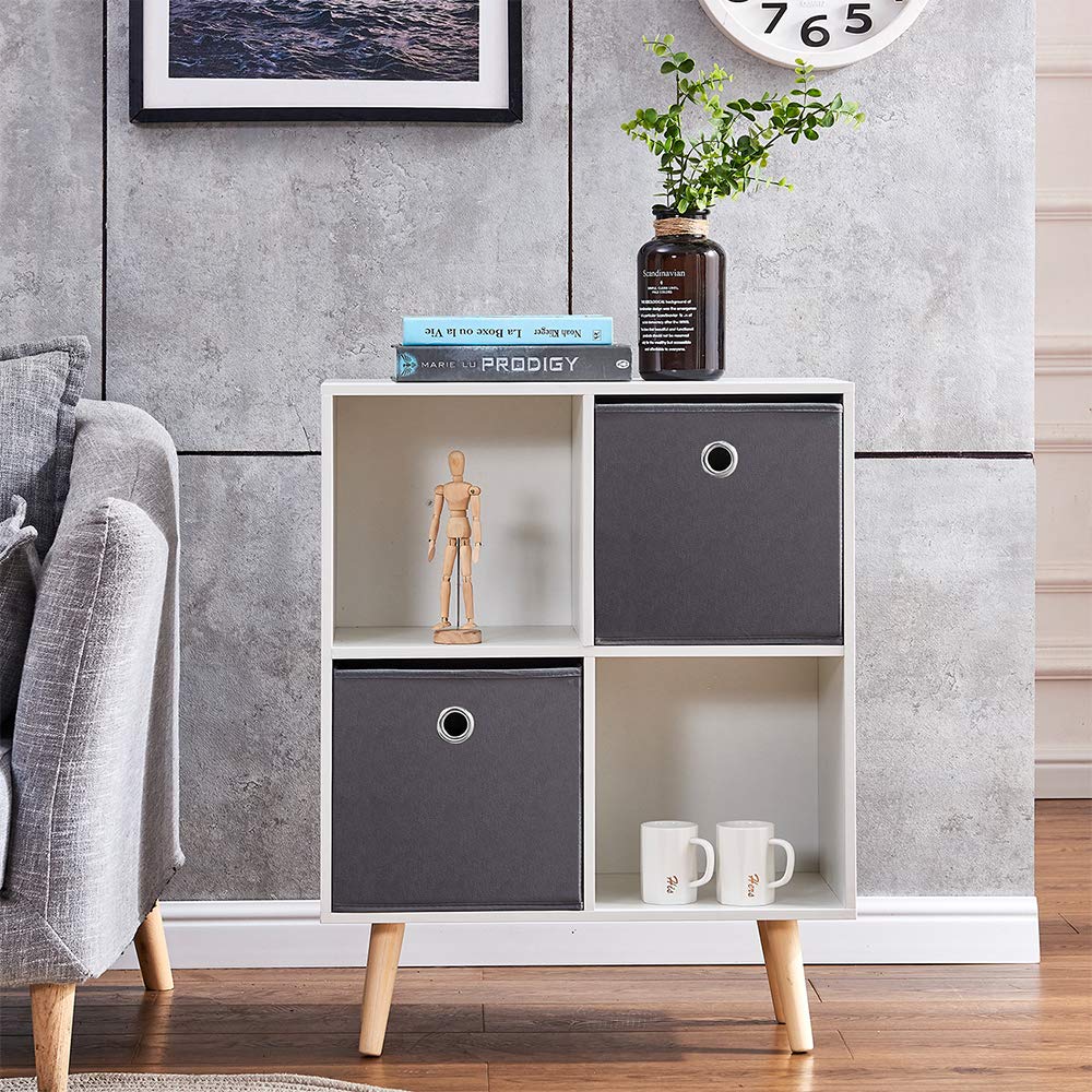 Buy BOJU White 4 Storage Cube Modular Bookcase for Living Room Kids ...