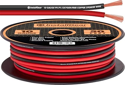 InstallGear OFC 10 Gauge AWG 50ft Speaker Wire 99.9% Oxygen-Free Copper ...