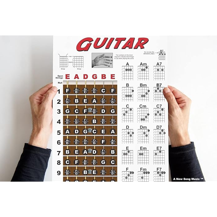 Buy Guitar Chord & Fretboard Note Chart Instructional Easy 11"x17 ...