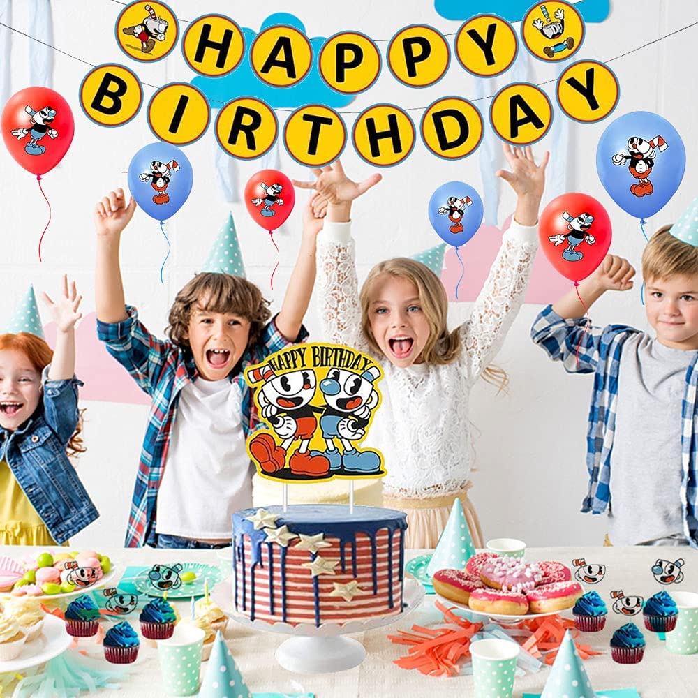 Buy SANXDI Cuphead Theme Party Decoration Set Cartoon Game Kids Happy ...