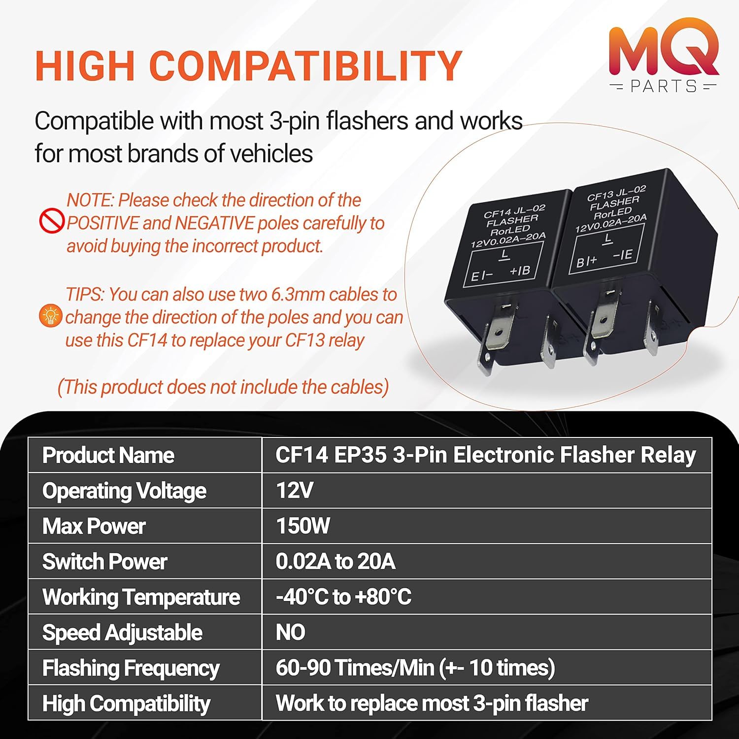 Snapklik.com : MQparts 3-Pin CF-14 CF14 EP35 12V LED Electronic Flasher ...