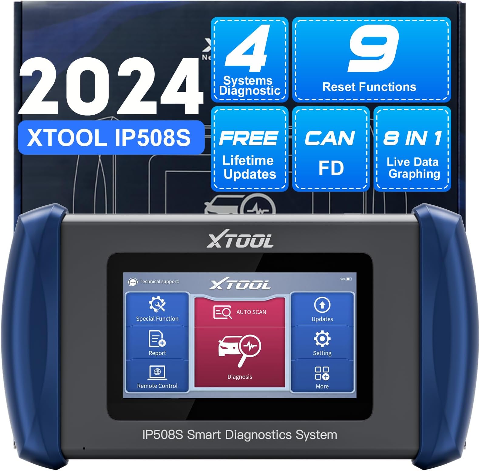 Amazon.com: XTOOL IP508S OBD2 Scanner for ABS SRS Engine Transmission-9 ...