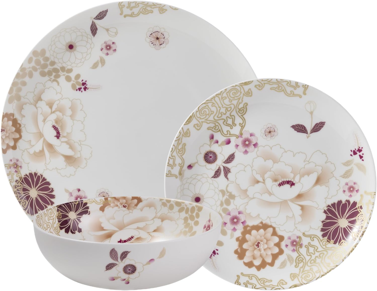 Maxwell & Williams Kimono Dinner 12-Piece Set Gift Box, White : Amazon ...