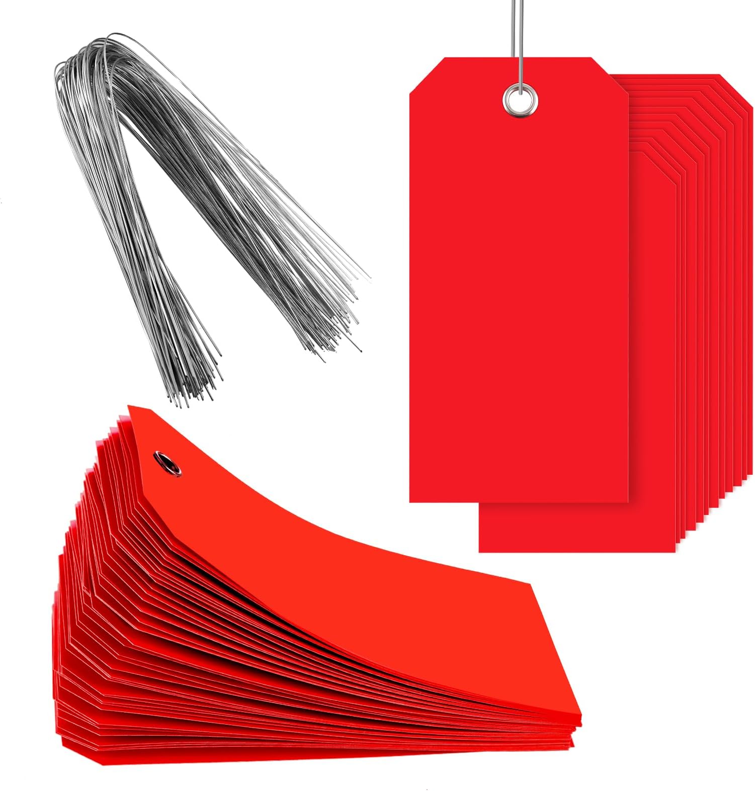 Amazon.com : 200 Pieces 4 3/4" x 2 3/8" Red Tags with String Blank ...