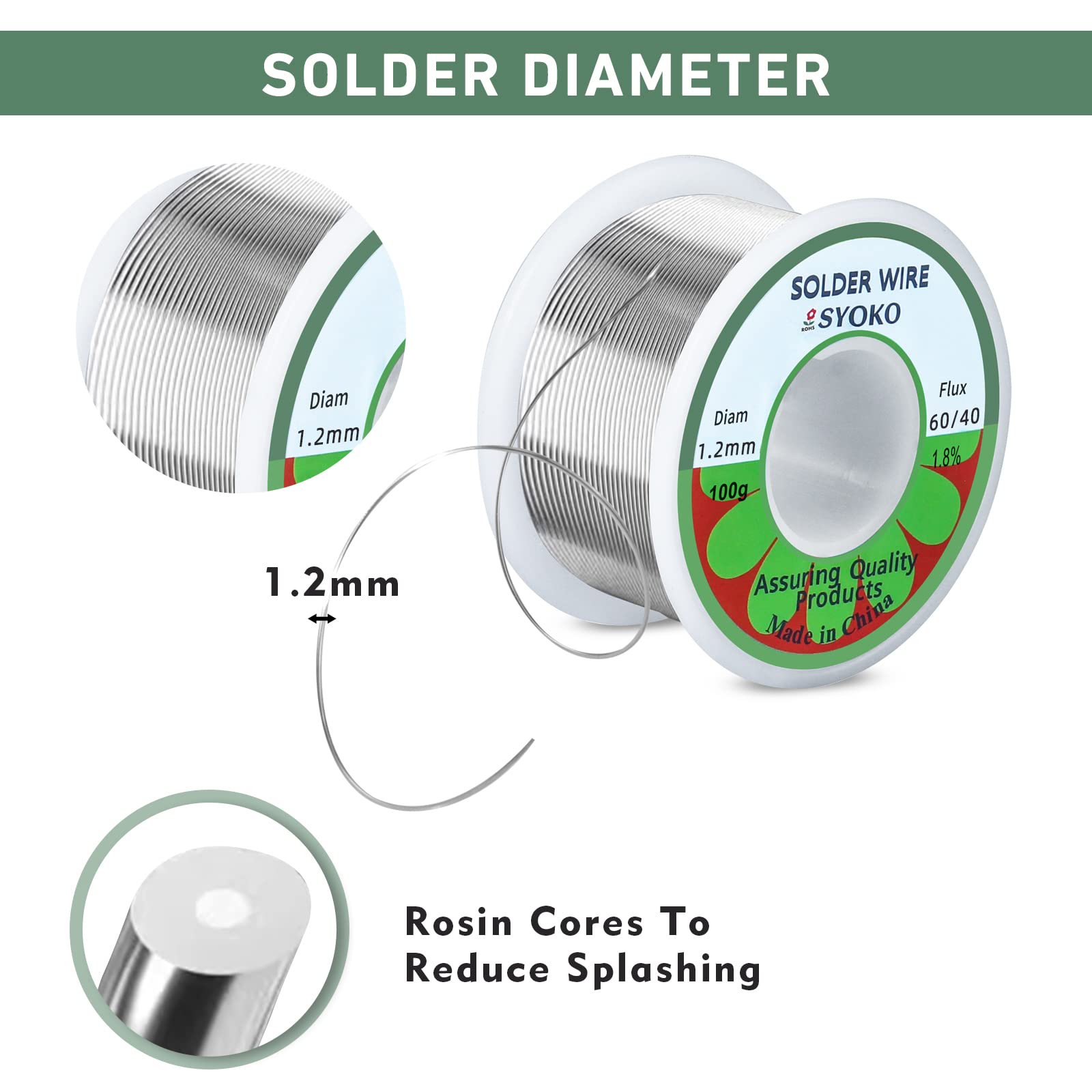 Snapklik.com : SYOKO 60/40 1.2mm 100g Tin Lead Rosin Core Solder Wire ...