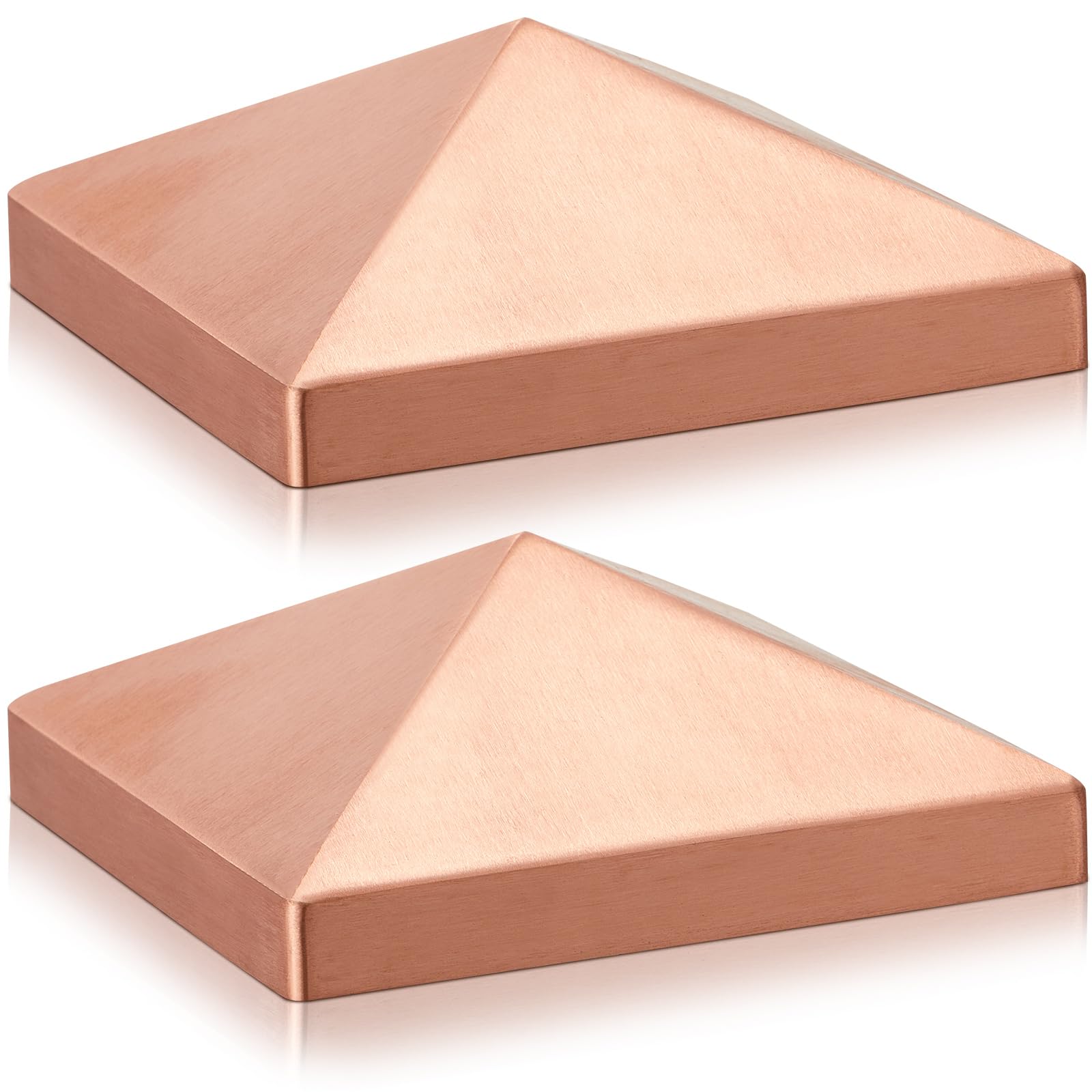 Blulu 2 Pcs 6''x6'' Solid Copper Pyramid Post Cap for Actual 5.5 x 5.5 ...