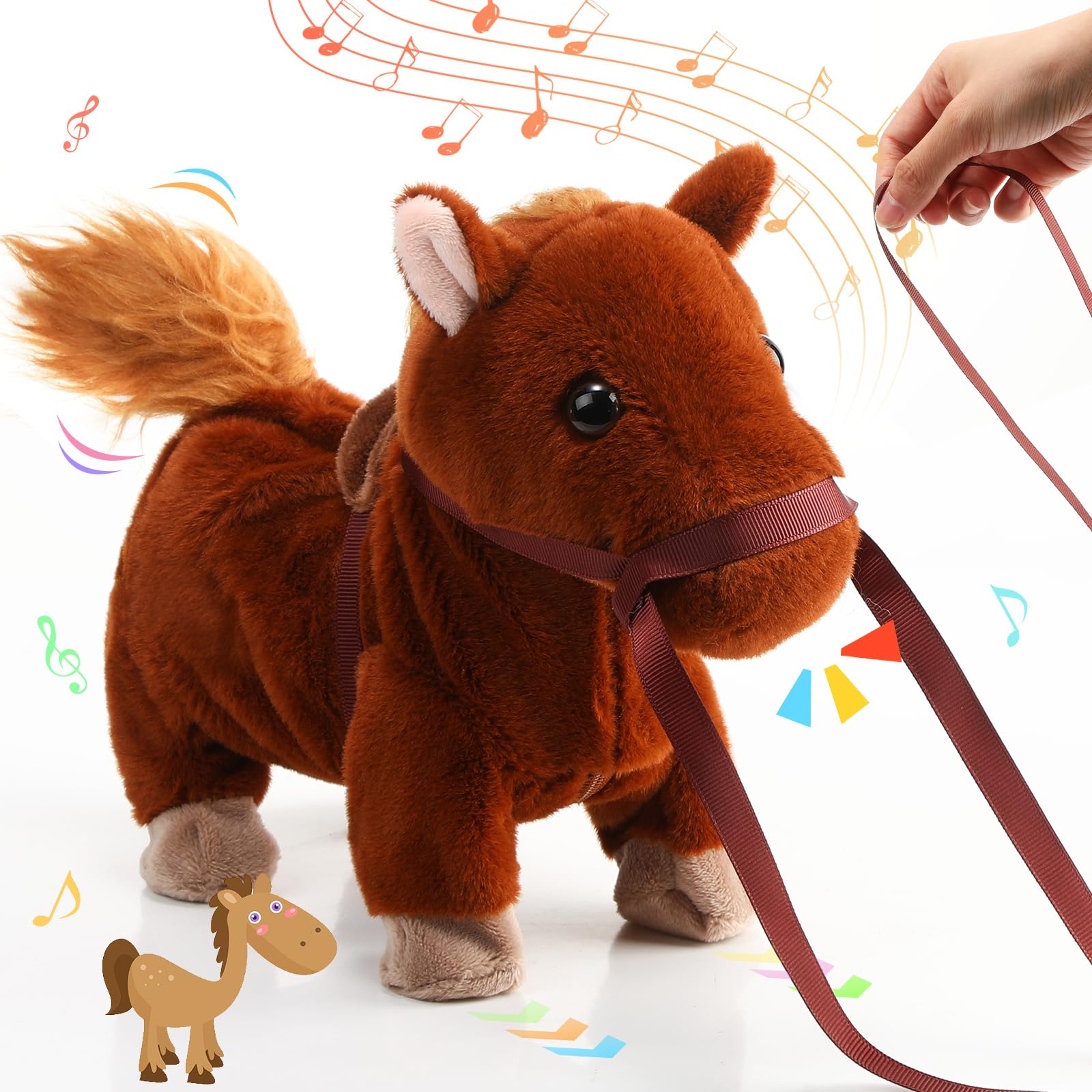 Amazon.com: HyDren Walking Horse Toy Calls Tail Wagging Interactive ...
