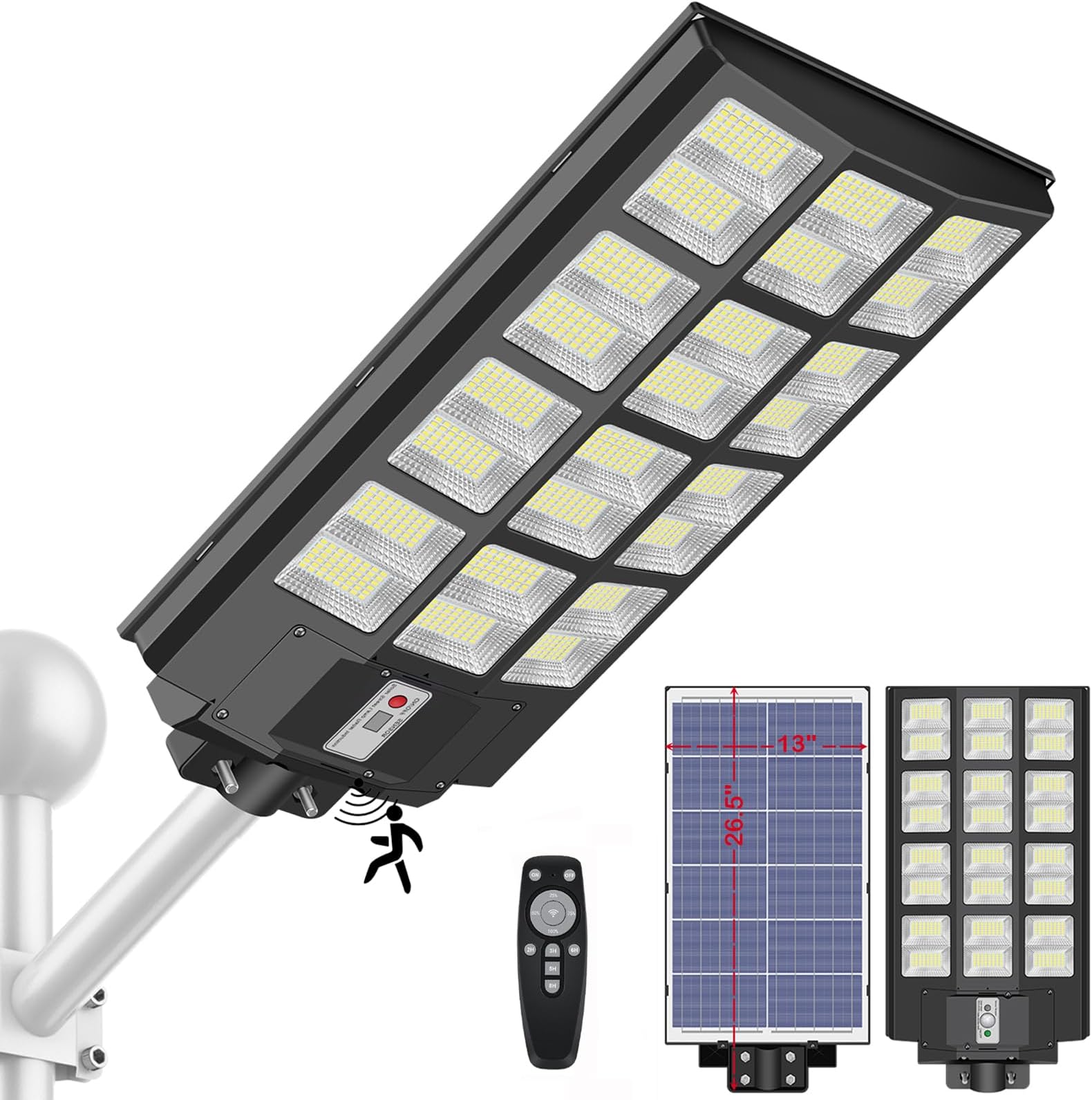 Qesecy Solar Street Light, Dusk to Dawn Solar Lights Outdoor Motion ...