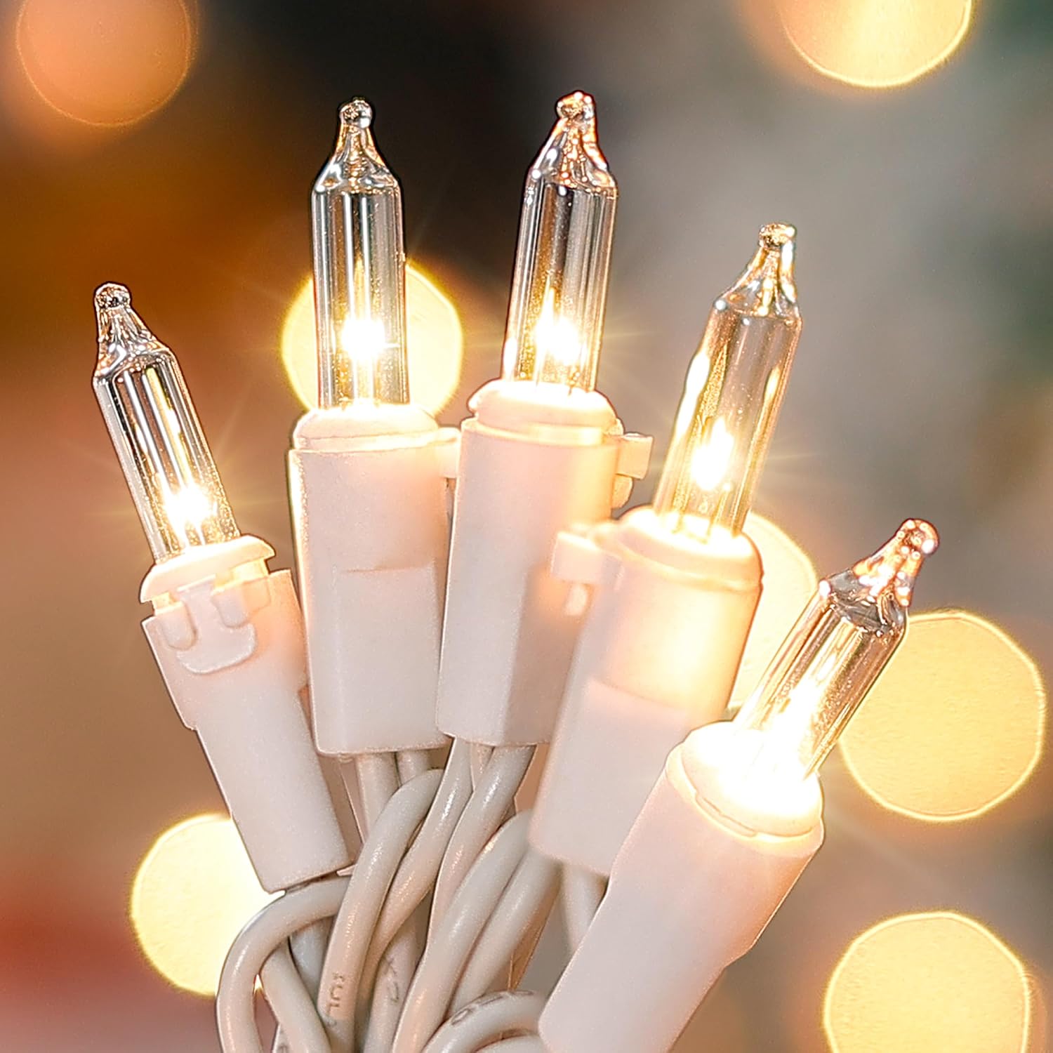 Amazon.com: HEYFUNi Clear Christmas Lights Set,50 Count 13Feet ...