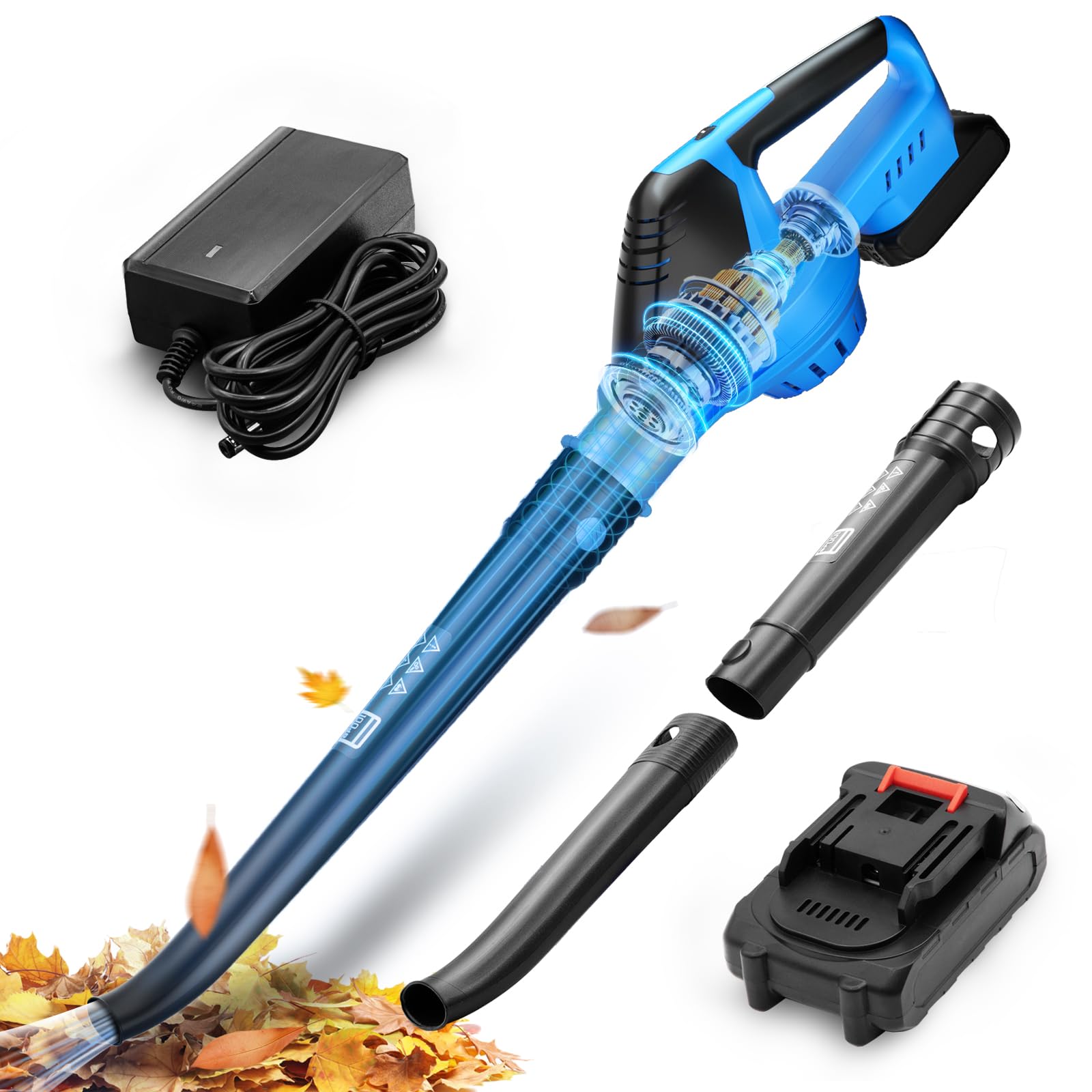 Amazon.com: Leaf Blower, 21V Electric Leaf Blower Cordless, Leaf Blower ...