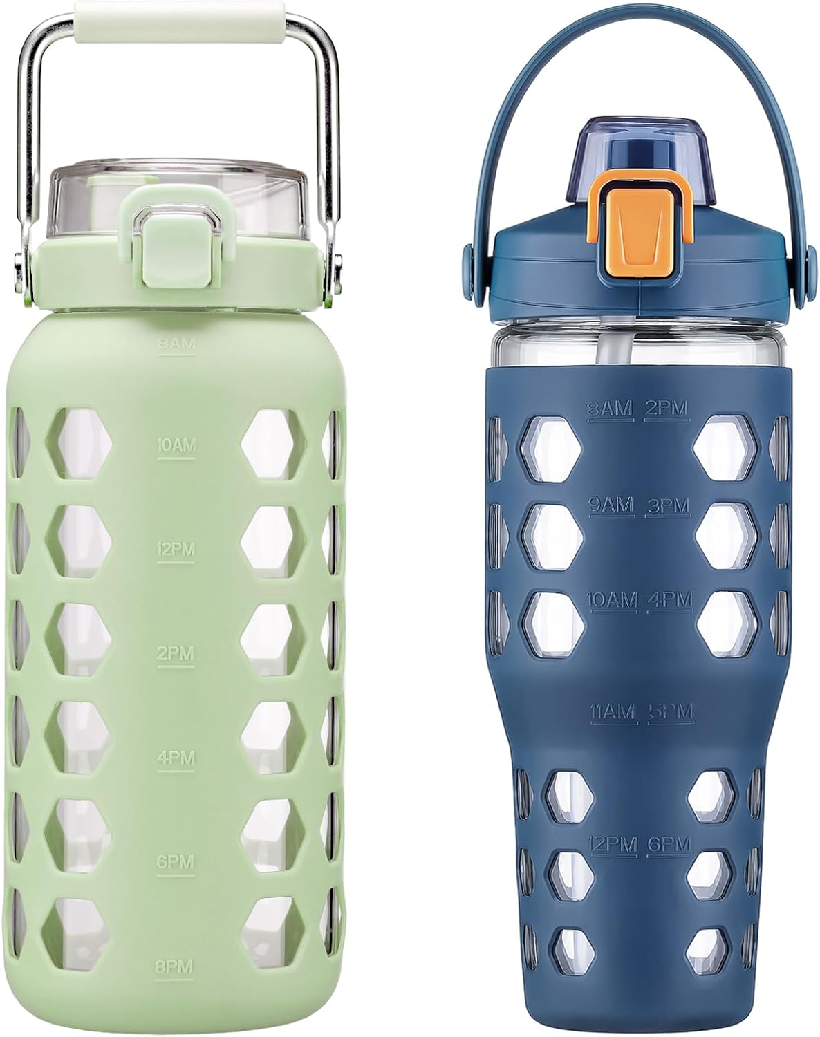 Amazon.com: MUKOKO 64 oz Glass Water Bottles with Straw & 32oz Glass ...